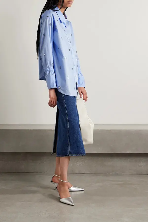 A.L.C. Monica Crystal-embellished Cotton-twill Shirt