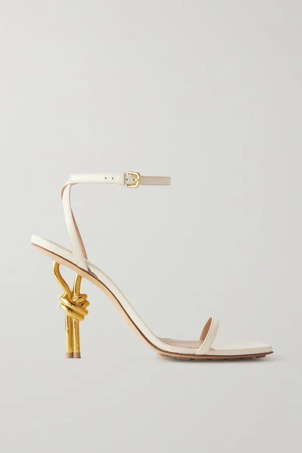 Bottega Veneta Knot Metallic Leather Sandals - Gold