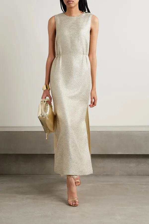 Adam Lippes Fringed Tweed Maxi Dress