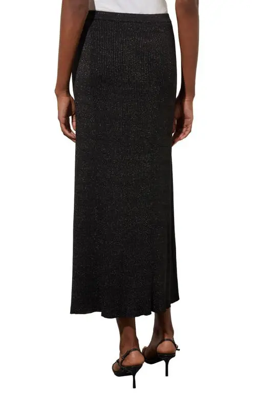 Ming Wang Shimmer Rib Knit Midi Skirt