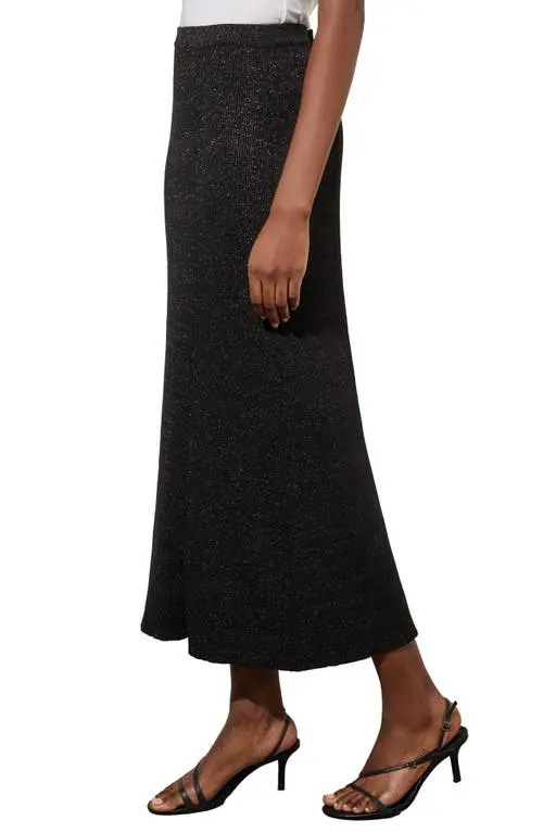 Ming Wang Shimmer Rib Knit Midi Skirt