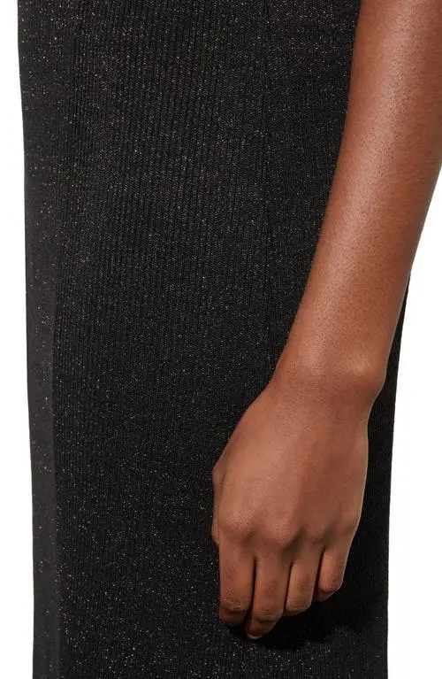 Ming Wang Shimmer Rib Knit Midi Skirt