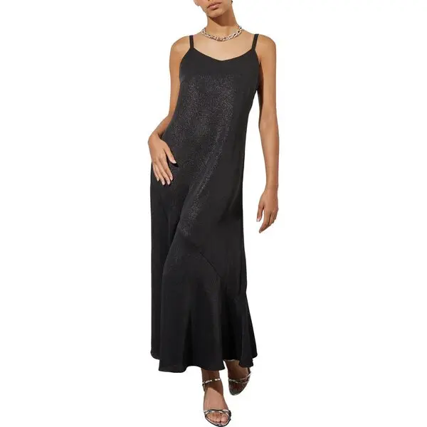 Ming Wang Shimmer Woven Midi Dress