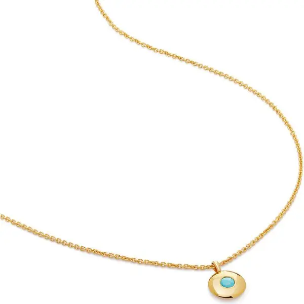 Monica Vinader December Birthstone Turquoise Pendant Necklace - 18k Gold Vermeil/ December