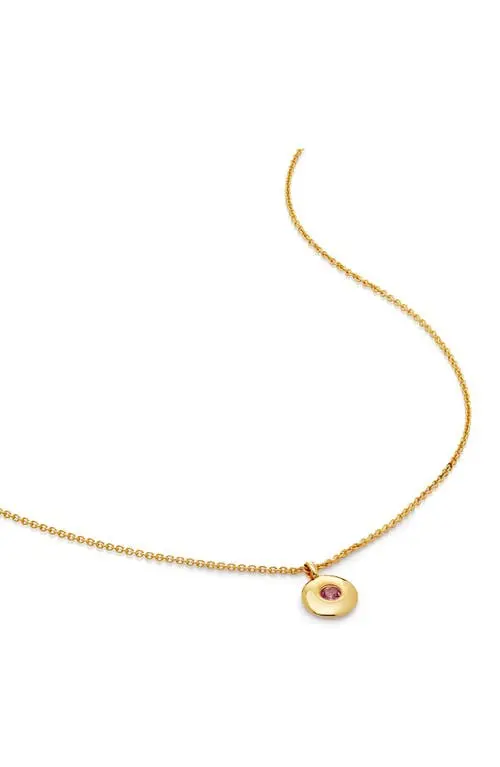 Monica Vinader October Birthstone Pink Tourmaline Pendant Necklace - 18k Gold Vermeil/october