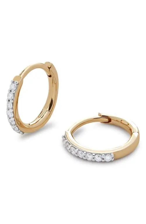 Monica Vinader Lab-created Diamond Pavé Huggie Hoop Earrings - 14k Solid Gold