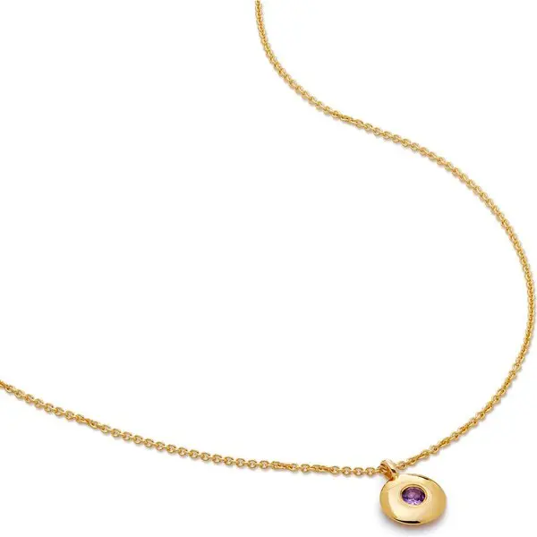 Monica Vinader February Birthstone Amethyst Pendant Necklace - 18k Gold Vermeil/ February