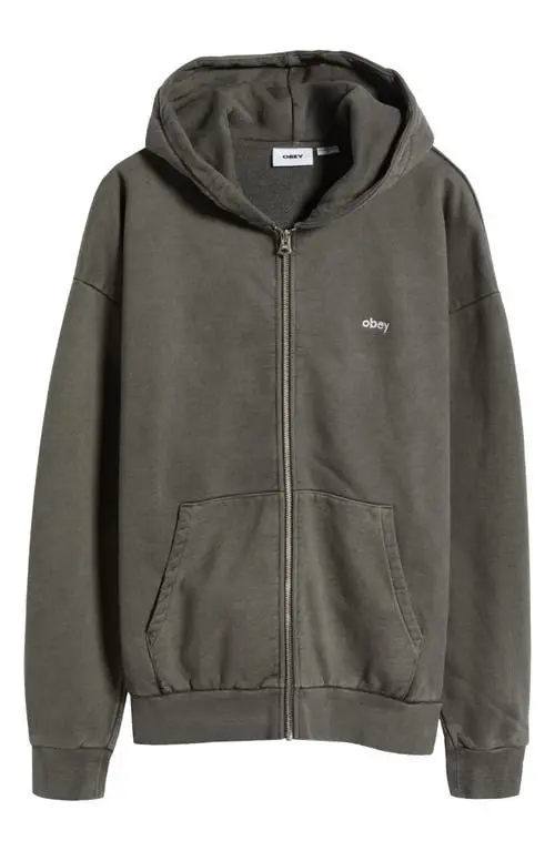 Obey Relaxed Pigment Zip Hoodie - Pigment Digital Black