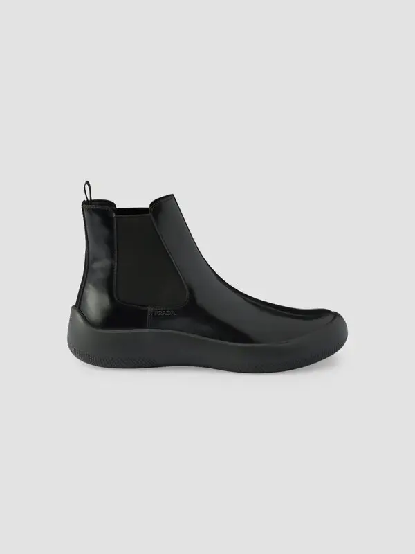 Prada Brushed Leather Chelsea Boots - Black