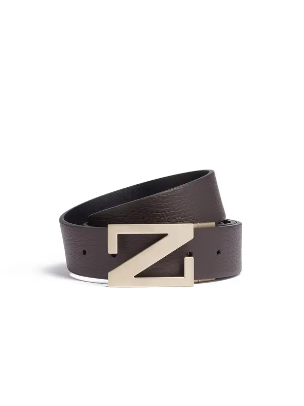 Zegna Reversible Leather Belt - Dark Brown/black
