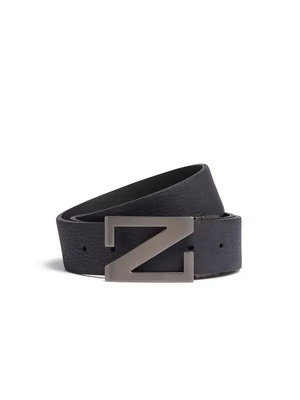 Zegna Leather Reversible Belt - Navy Blue/black