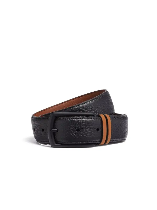 Zegna Grained Leather Belt - Black