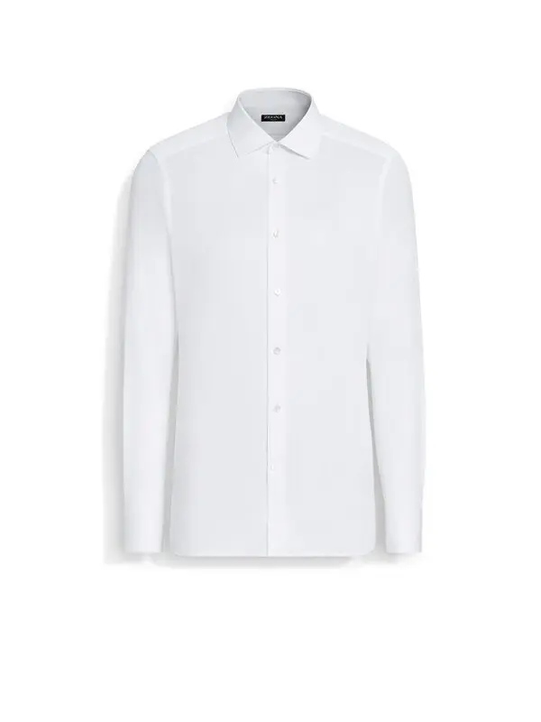 Zegna Structured Micro-striped Trecapi Cotton Shirt - White