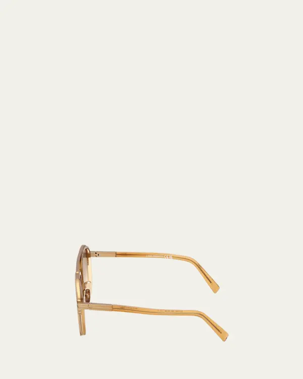 Zegna Orizzonte I Geometric Sunglasses - Shiny Trasparent Amber
