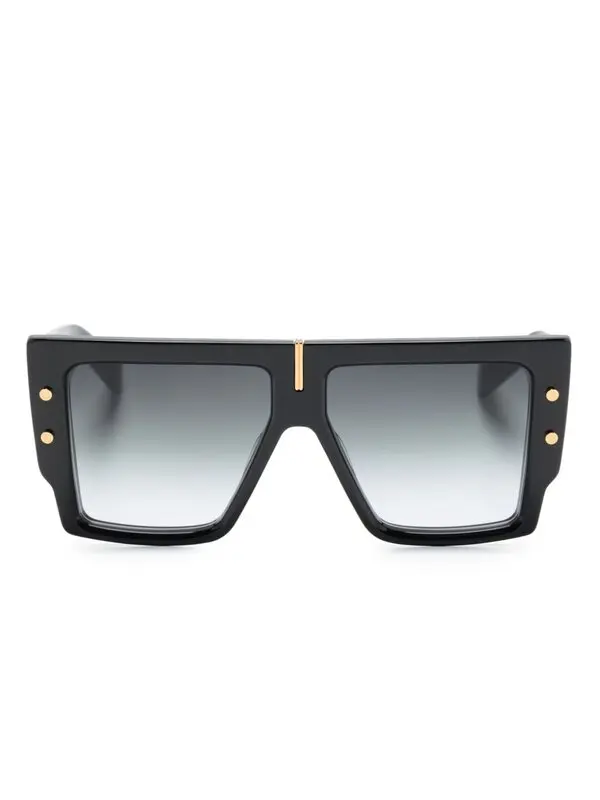 Balmain B-grand Rectangle-frame Sunglasses - Black