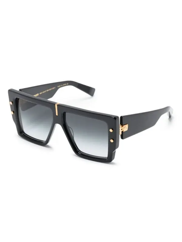 Balmain B-grand Rectangle-frame Sunglasses - Black