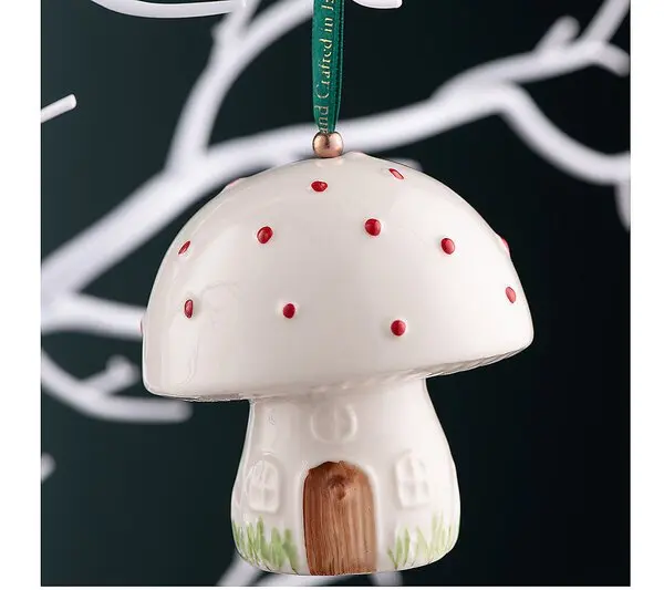 BELLEEK Pottery Toadstool Hanging Ornament