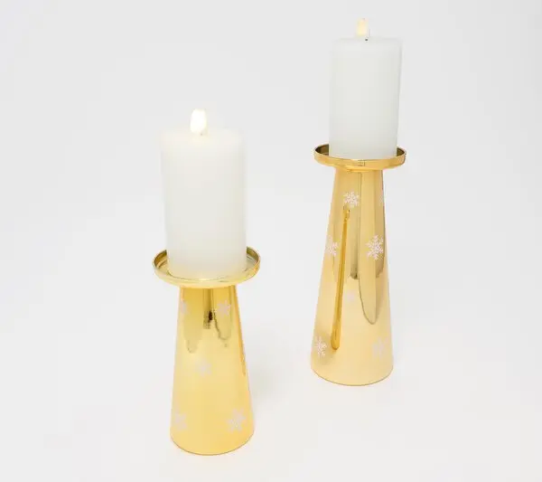 LIGHTSCAPES As Is Small & Large Glass Candleholdersw/pillar - One-color
