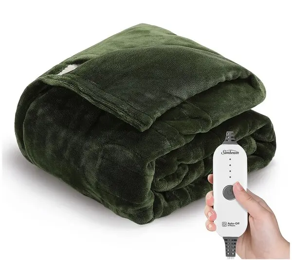 SUNBEAM Heated Throw Cozy Nordic Velvet Reversi Ble Sherpa - One-color