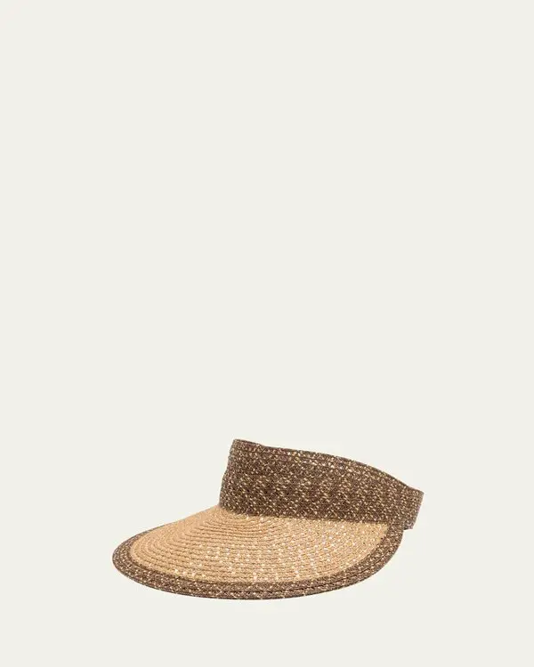 Eugenia Kim Ricky Metallic Two-Tone Visor - Chocolate Camel  display picture 1