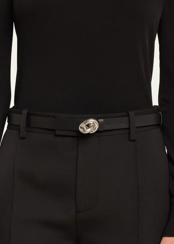 bottega veneta - Bottega Veneta Brass Knot Leather Skinny Belt