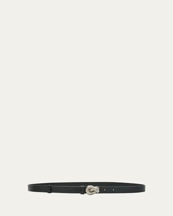 bottega veneta - Bottega Veneta Brass Knot Leather Skinny Belt