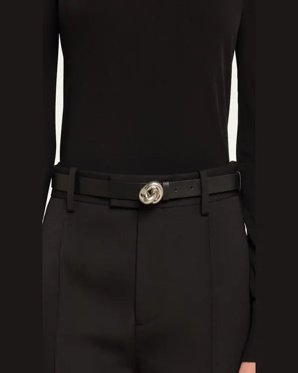 bottega veneta - Bottega Veneta Brass Knot Leather Skinny Belt