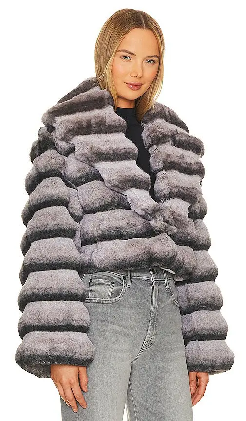 Adrienne Landau Faux Fur Chinchilla Jacket