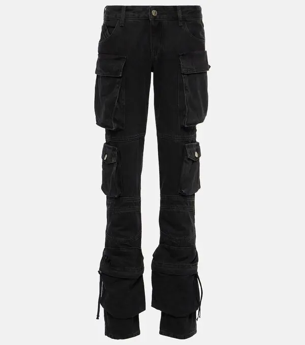 Attico Low-rise Straight Cargo Jeans - Black
