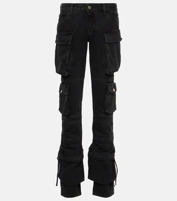 Attico Low-rise Straight Cargo Jeans - Black