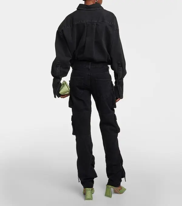 Attico Low-rise Straight Cargo Jeans - Black