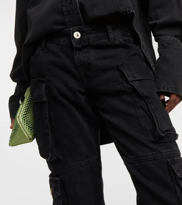 Attico Low-rise Straight Cargo Jeans - Black