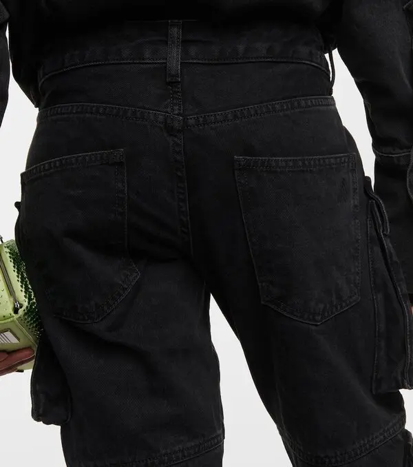 Attico Low-rise Straight Cargo Jeans - Black