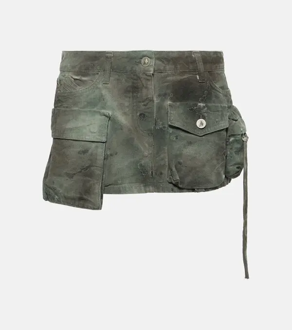 Attico Low-rise Cargo Denim Miniskirt - Green