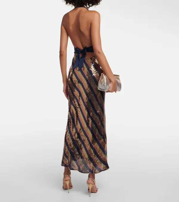 Rixo Sequined Halterneck Gown
