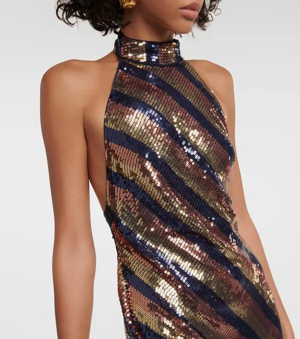 Rixo Sequined Halterneck Gown
