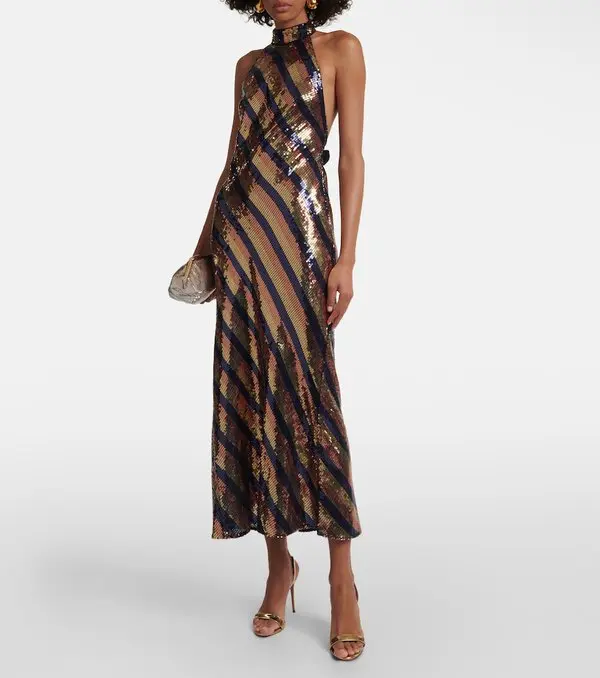 Rixo Sequined Halterneck Gown