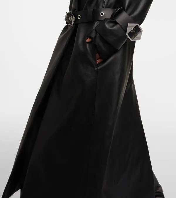 Attico Belted Leather Coat