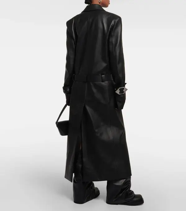 Attico Belted Leather Coat