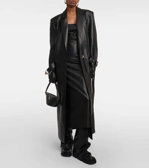 Attico Belted Leather Coat