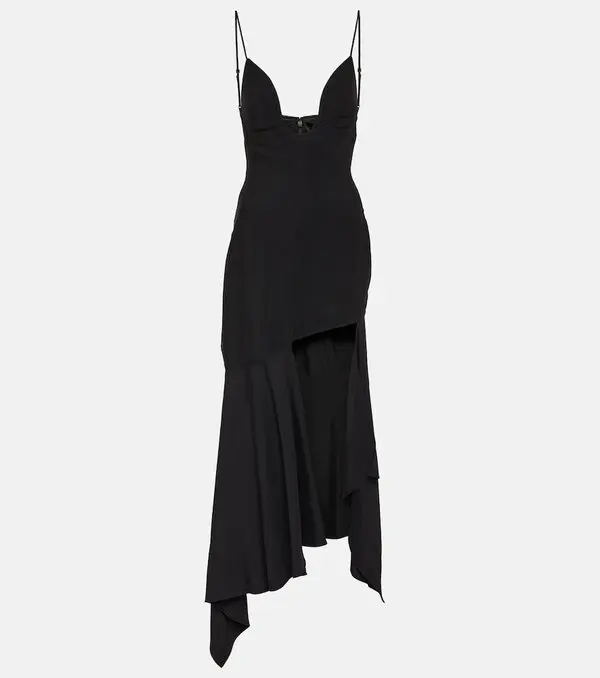 MUGLER Paneled Midi Dress - Black