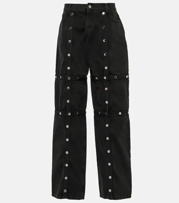 Attico Studded Straight Jeans - Black