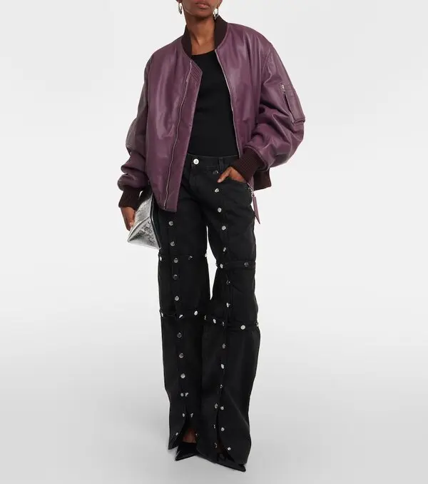 Attico Studded Convertible Straight Jeans
