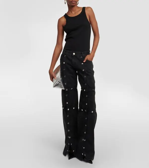 Attico Studded Convertible Straight Jeans