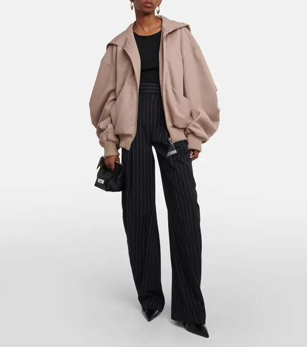 Attico Wool Gabardine Bomber Jacket - Beige