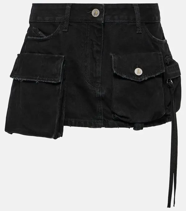 Attico Low-rise Denim Miniskirt - Black