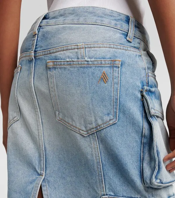 Attico Cargo Denim Midi Skirt - Blue