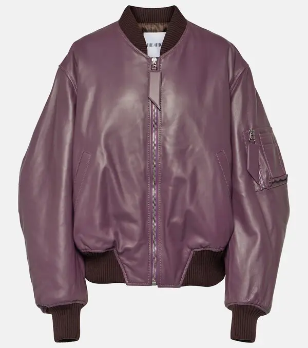 Attico Anja Leather Bomber Jacket - Purple