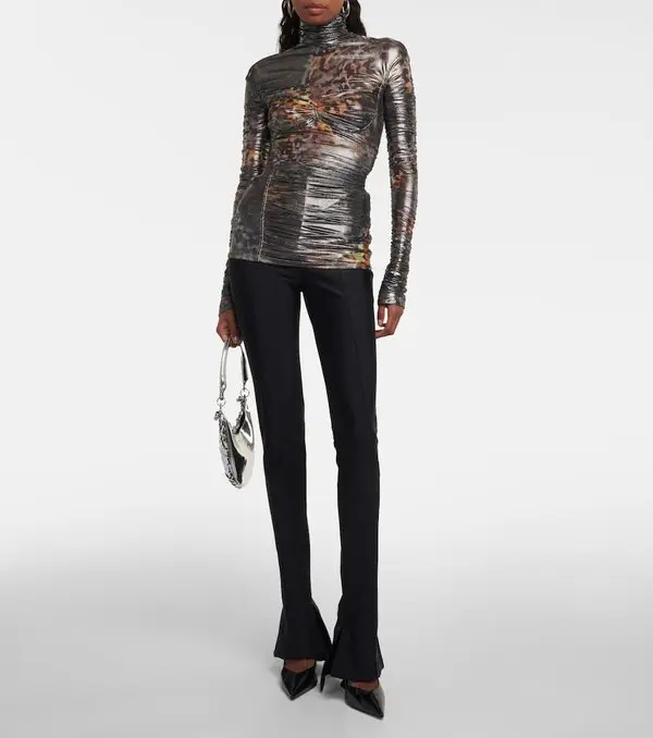 MUGLER Printed Ruched Top