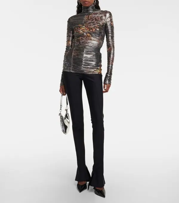 MUGLER Printed Ruched Top